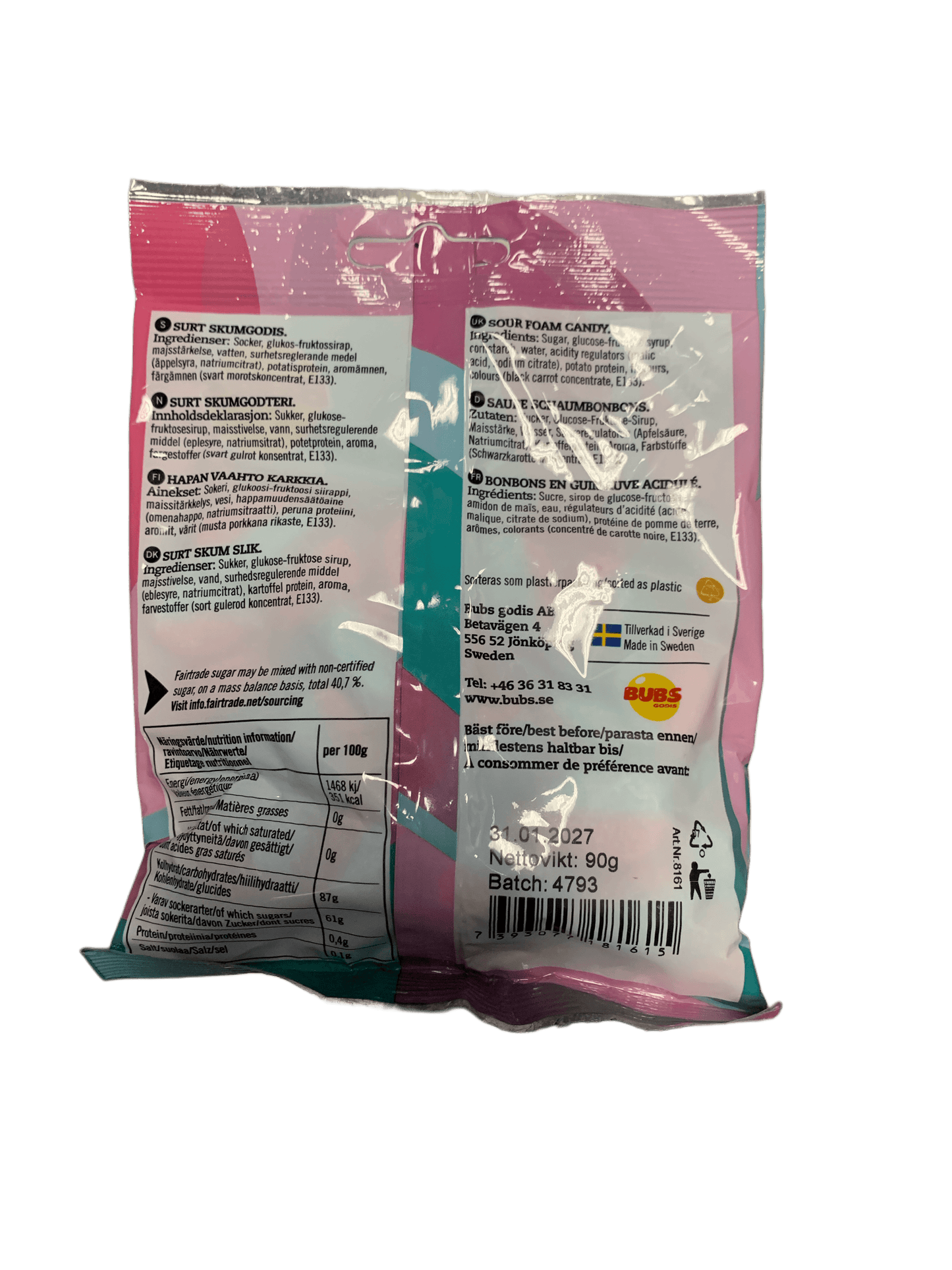 Bubs Goody Sour Ovals Raspberry Blueberry Candy 90G - Swedish Edition ...