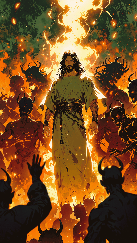 Free Download: Epic Anime Jesus Battling Demons Art (AI) - Jack ...
