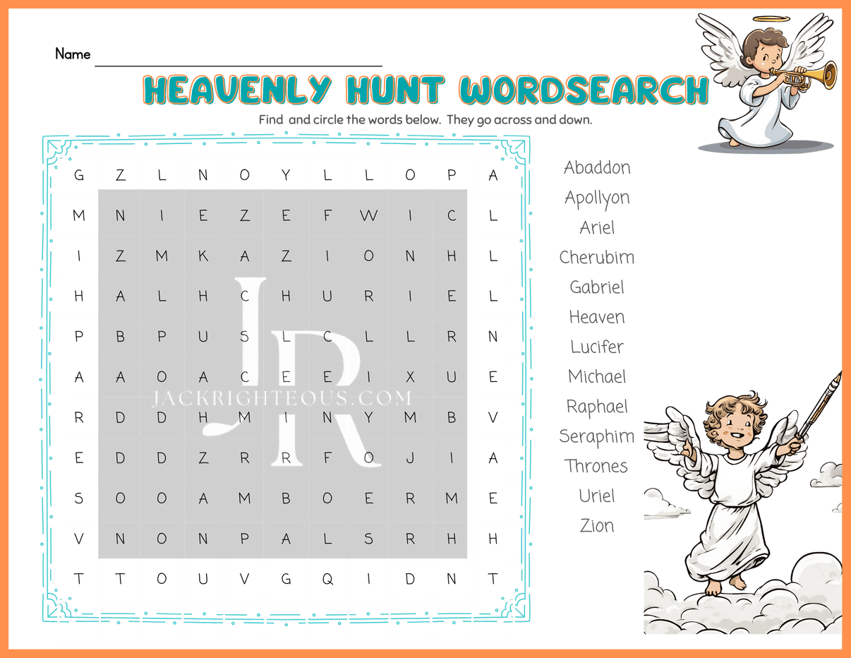 Angel-Themed Bible Wordsearch Puzzle - Spiritual Fun – Jack Righteous