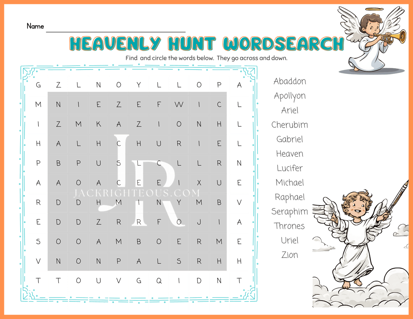 Angel-Themed Bible Wordsearch Puzzle - Spiritual Fun – Jack Righteous